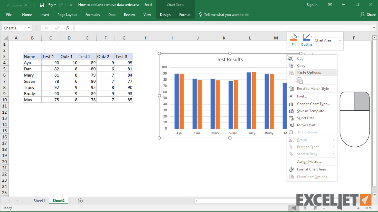 Excel Tutorial How To Add And Remove Data Series